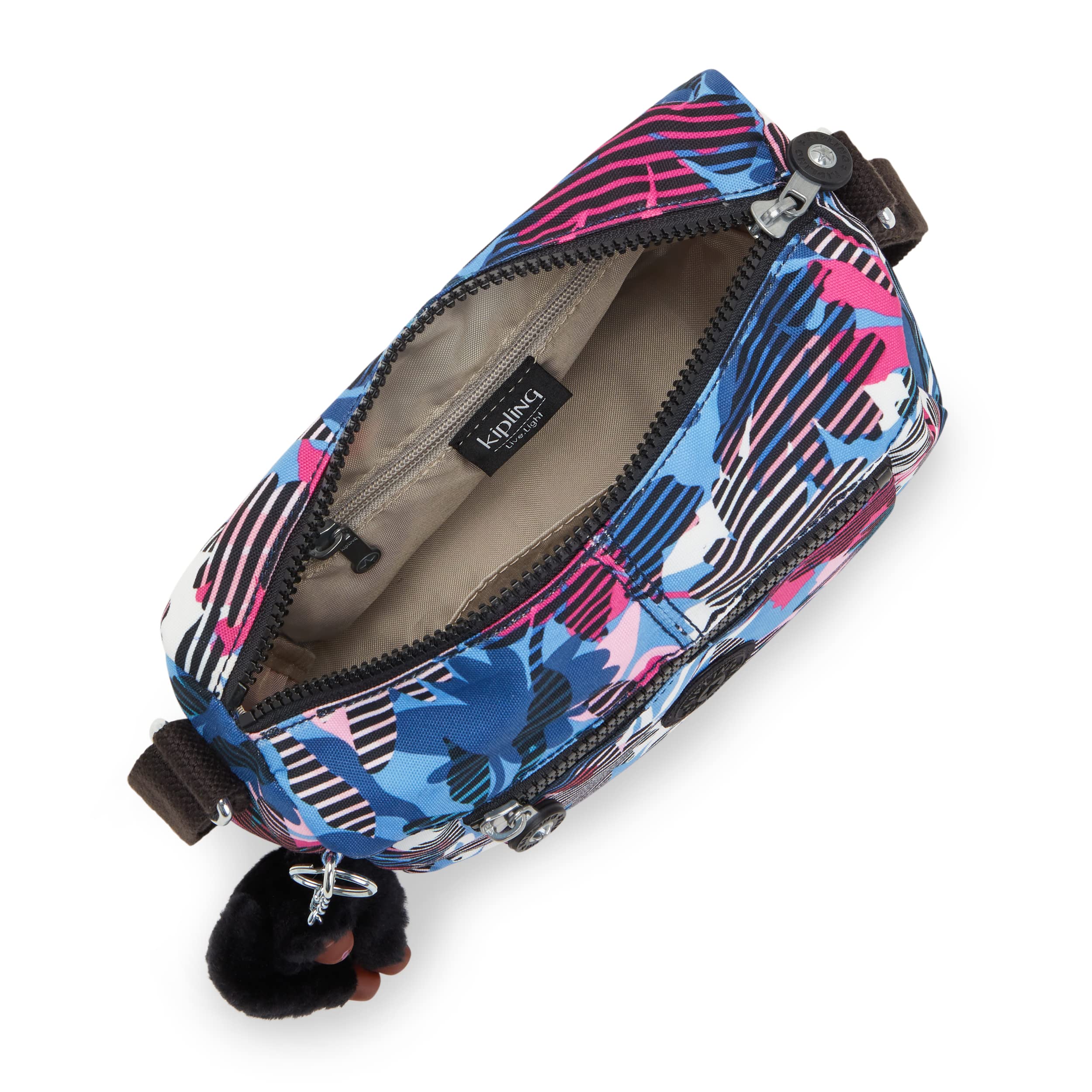 Kipling Womens Women's Wes Bag, Organize Accessories, Surprisingly Spacious, Adjustable Strap, Nylon Mini Crossbody Bag, Brilliant Blossoms, 9 L x 6.25 H 5.5 D US