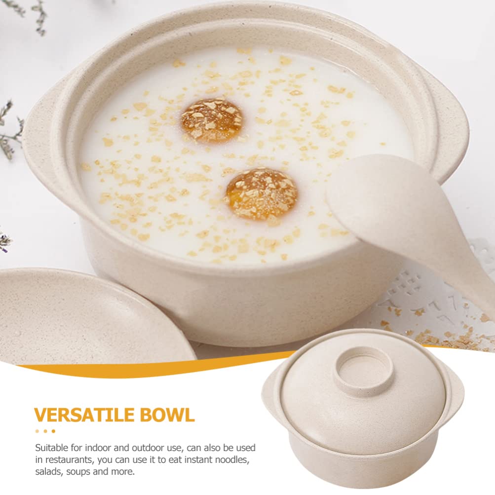 Hemoton Noodle Bowl Miso Soup Bowls Microwave Noodle Bowls with Lid Large Wheat Straw Soup Mug for Soup, Noodle, Ramen Ramen Bowl Wheat Straw Fiber Bowl