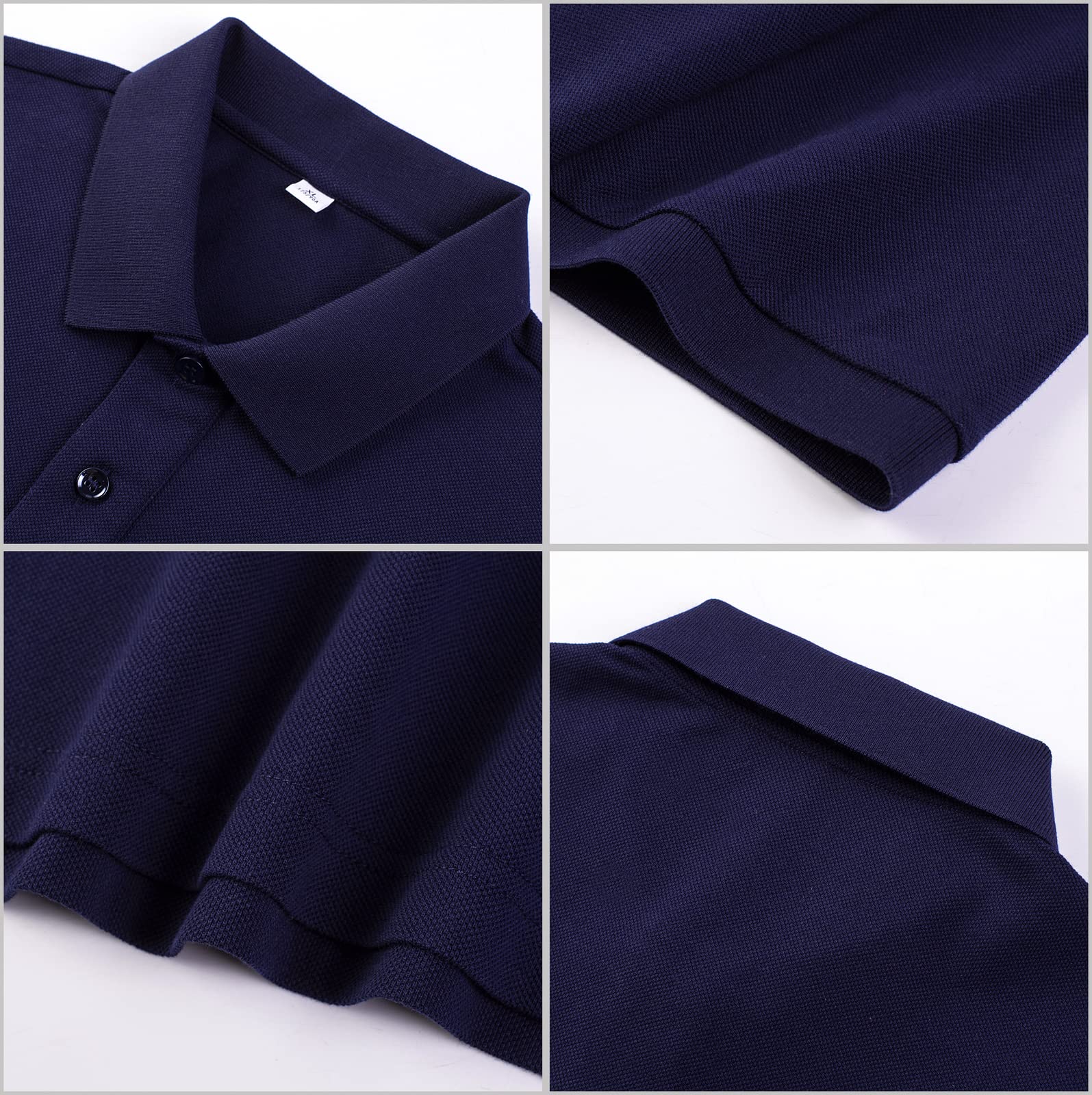 Hudugty Mens Polo Shirts Short Sleeve Regular Fit Cotton Pique Polo Shirt Moisture Wicking Golf Shirt Navy Medium