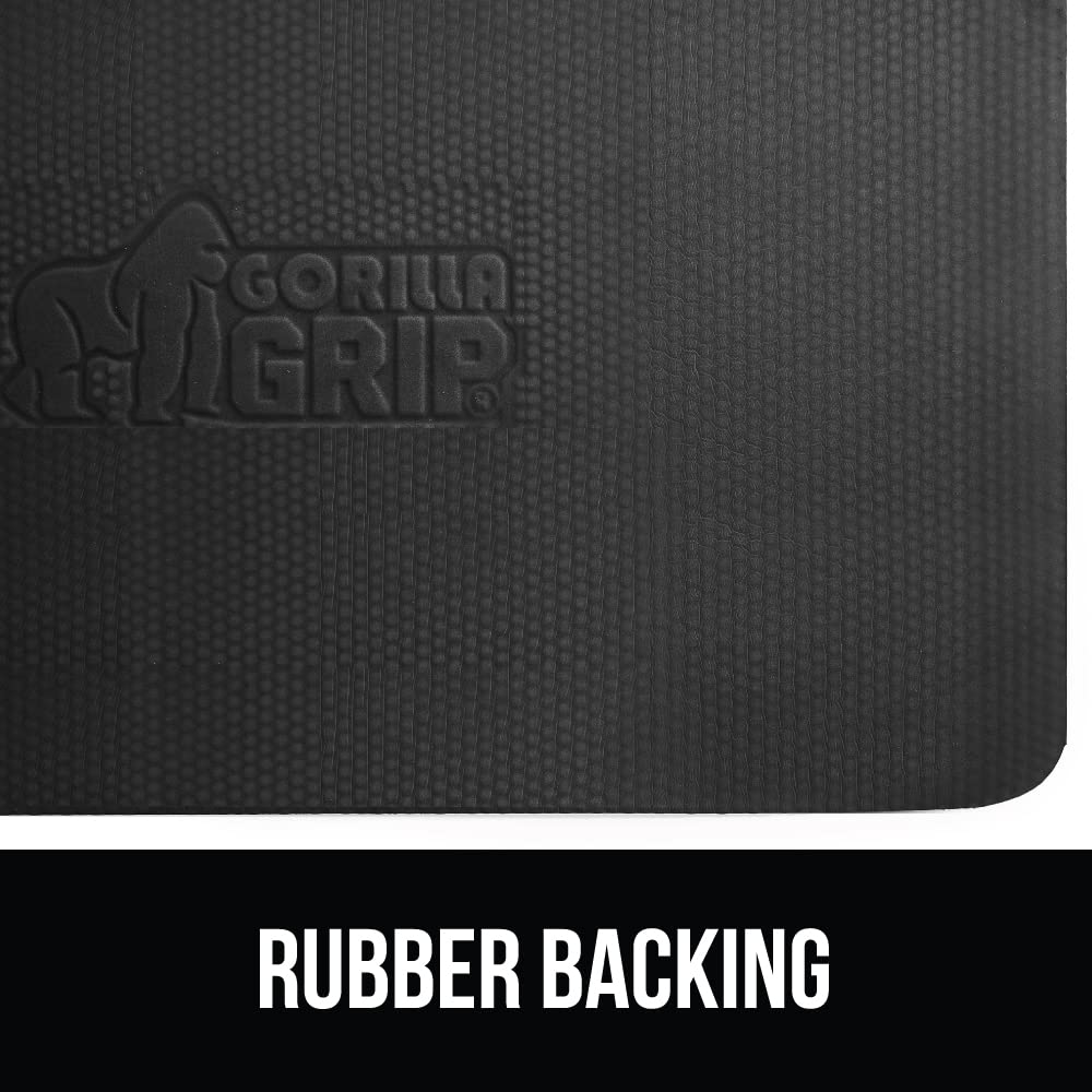 Gorilla Grip Antifatigue Mat and Rug Grippers, Rug Grippers Set of 8, No Curl Grippers or Side Bunch, Kitchen Floor Mat Size 39x20 in Black, Thick Ergonomic Standing Office Desk Mat, 2 Item Bundle