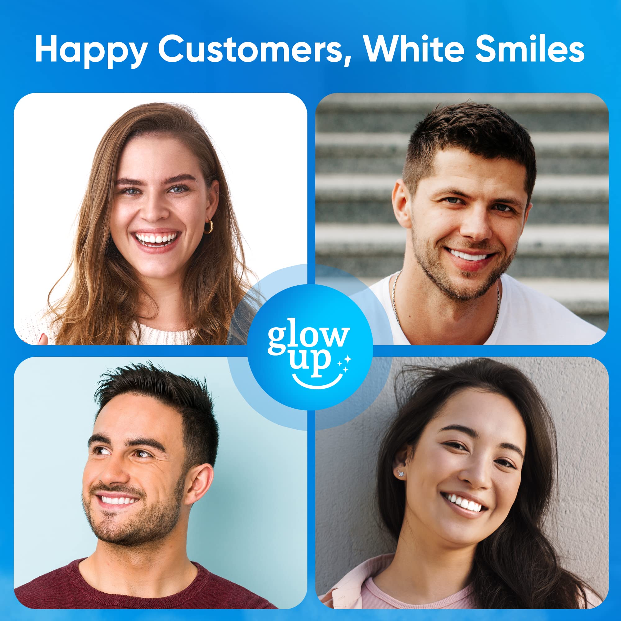 Glow Up Teeth Whitening Kit for Sensitive Teeth with Blue LED Light, 10-Minute Instant Tooth Whitener Set with 3 (5ml) Syringes of 35% Carbamide Peroxide Mint Flavored Gel & Tray Case
