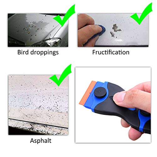 Kare & Kind 2x Double-Edged Razor Scraper - Plastic and Metal Edges - Scrape Stickers, Labels - Clean Cooktops, Walls, Glass, Windows - Includes 24x Plastic Blades, 12x Metal Blades - (Orange/Blue)