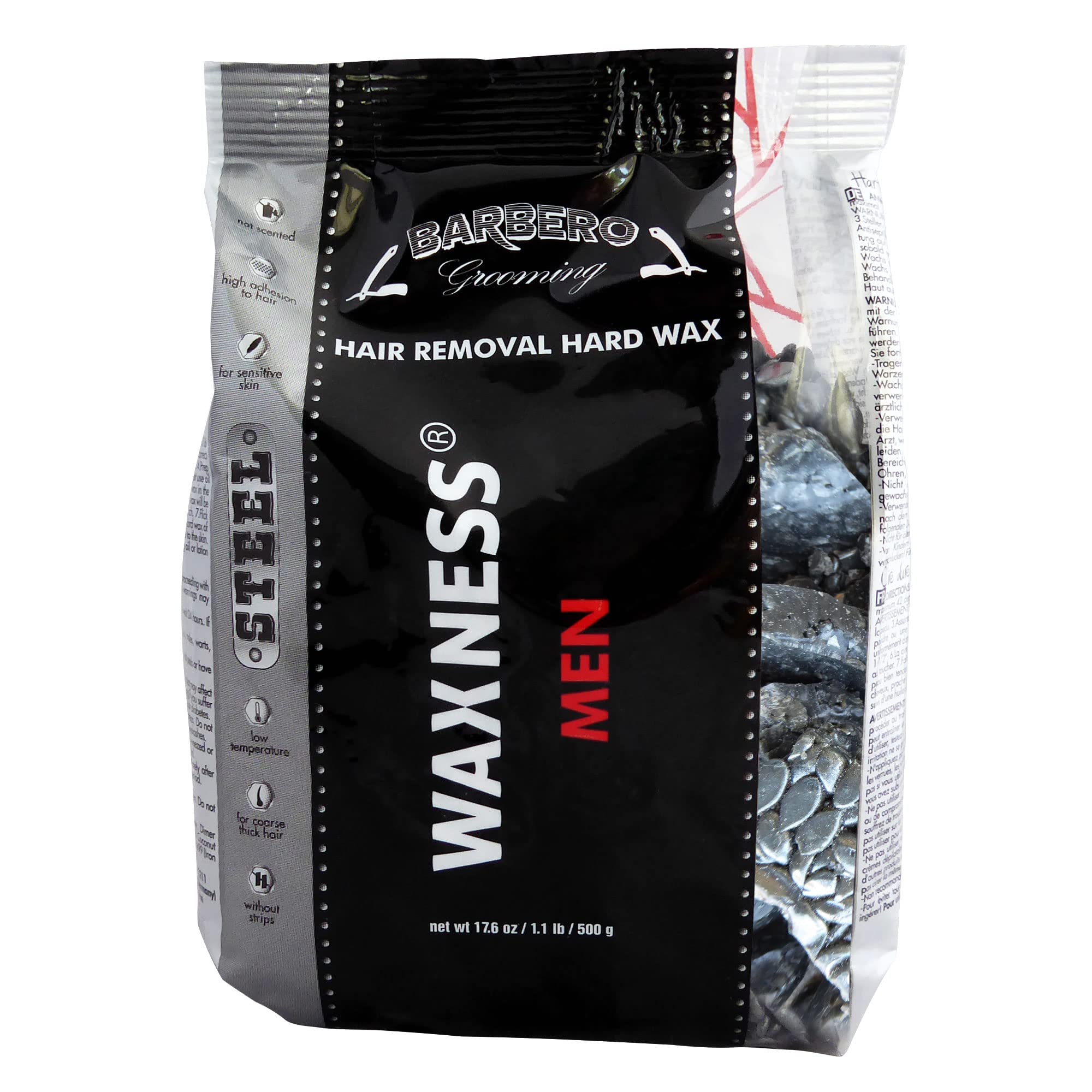 Waxness Barbero Depilatory Hard Wax Kit with W-CUBE Black D