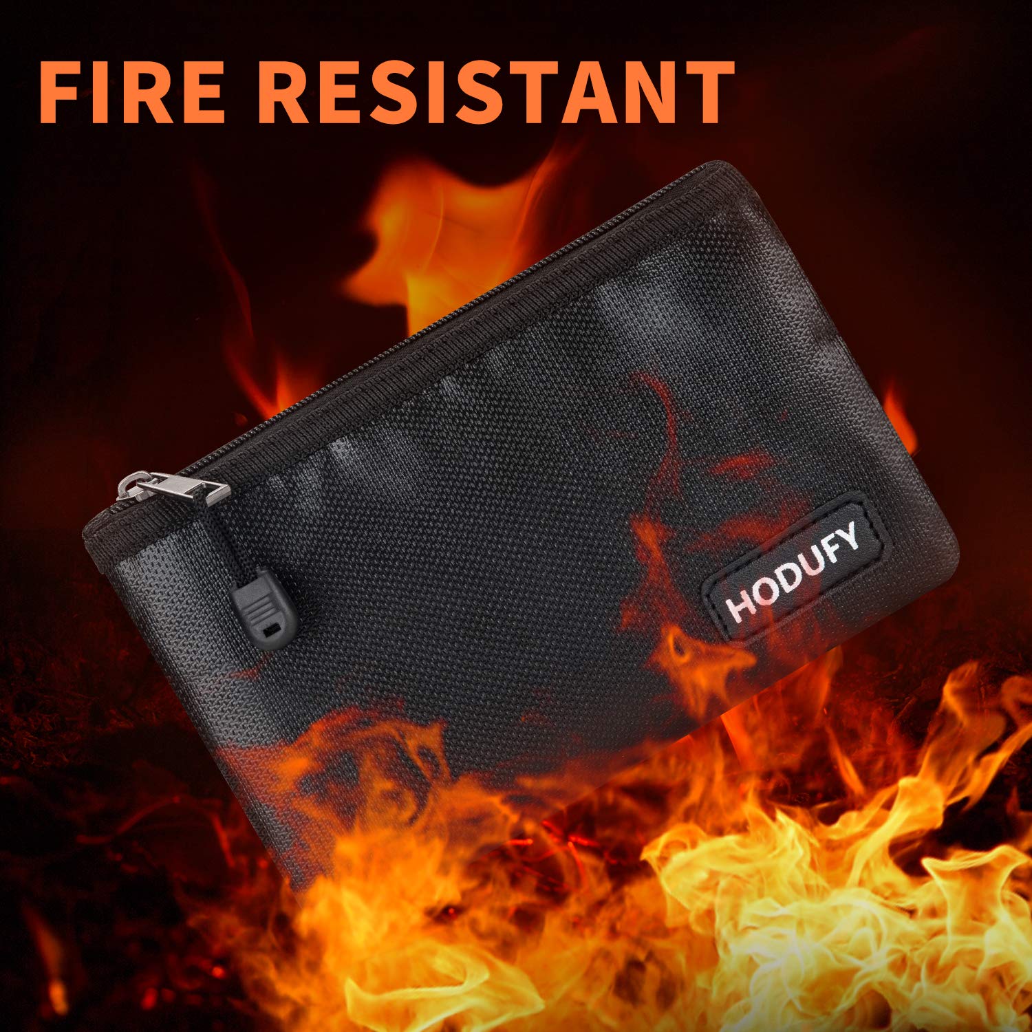 Hodufy Small Fireproof Bag, 5 x 8 inches Non-Itchy Fireproof Money Bag, Fireproof Cash Bag, Bank Fireproof Bag Set for Valuables - Passport, Bank Deposit, Keys (2-Pack)