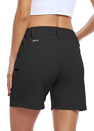 Willit Women's Shorts Hiking Cargo Golf Shorts Outdoor Summer Shorts with Pockets Water Resistant Black M