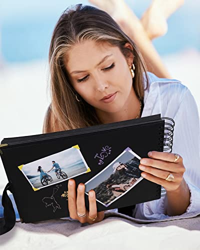 Photo Album Scrapbook 100 Pages(8.3x11.6in) Personalized, Hardcover Black Page Scrapbook Journals Blank Handmade Memory Book