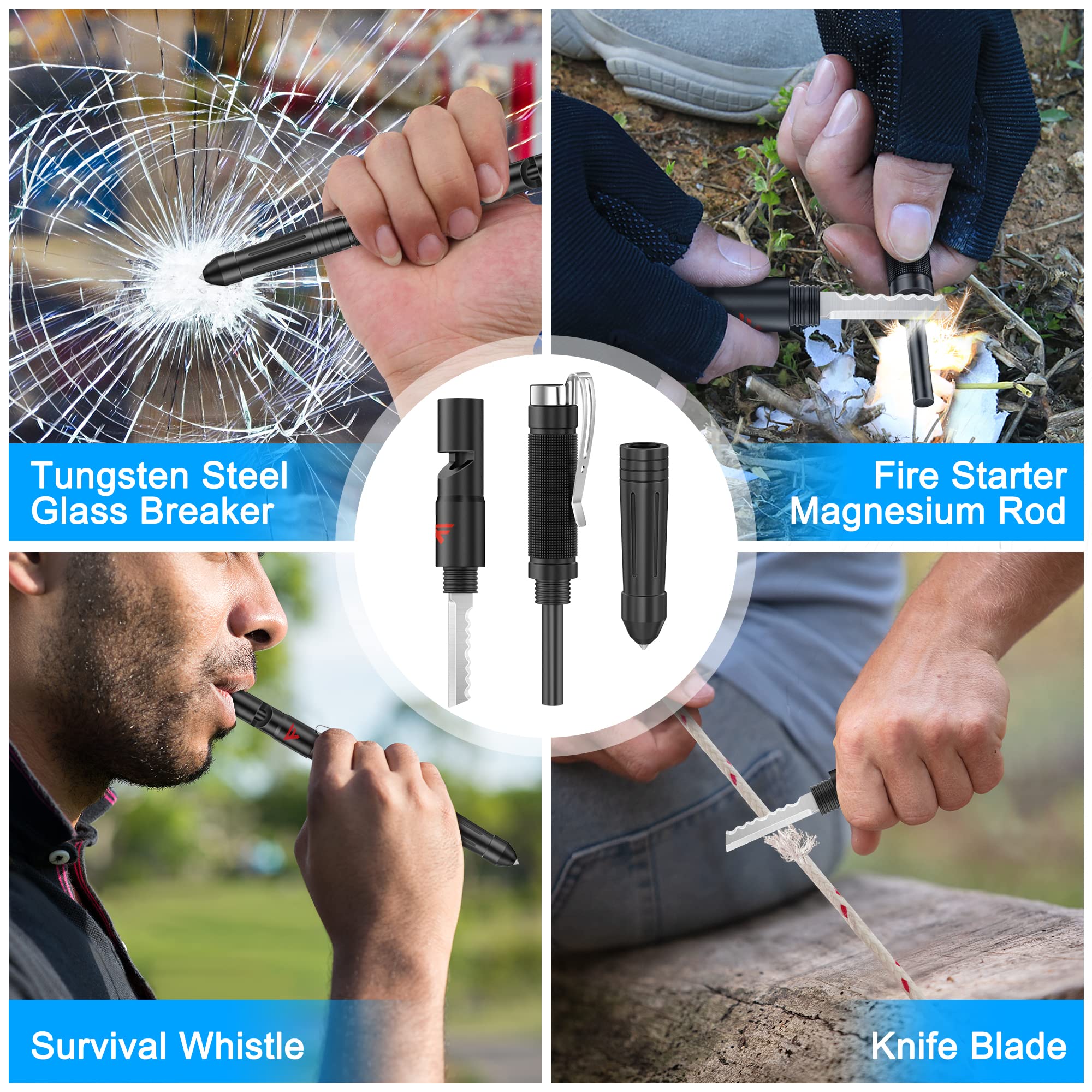 Gifts for Men Dad Husband Boyfriend, FiveJoy Camping Multitool Including Hammer Multitool, Mini Survival Pen, Snowflake Multitool, Outdoor Survival Hiking Gear for Valentine's Day Gift Ideas