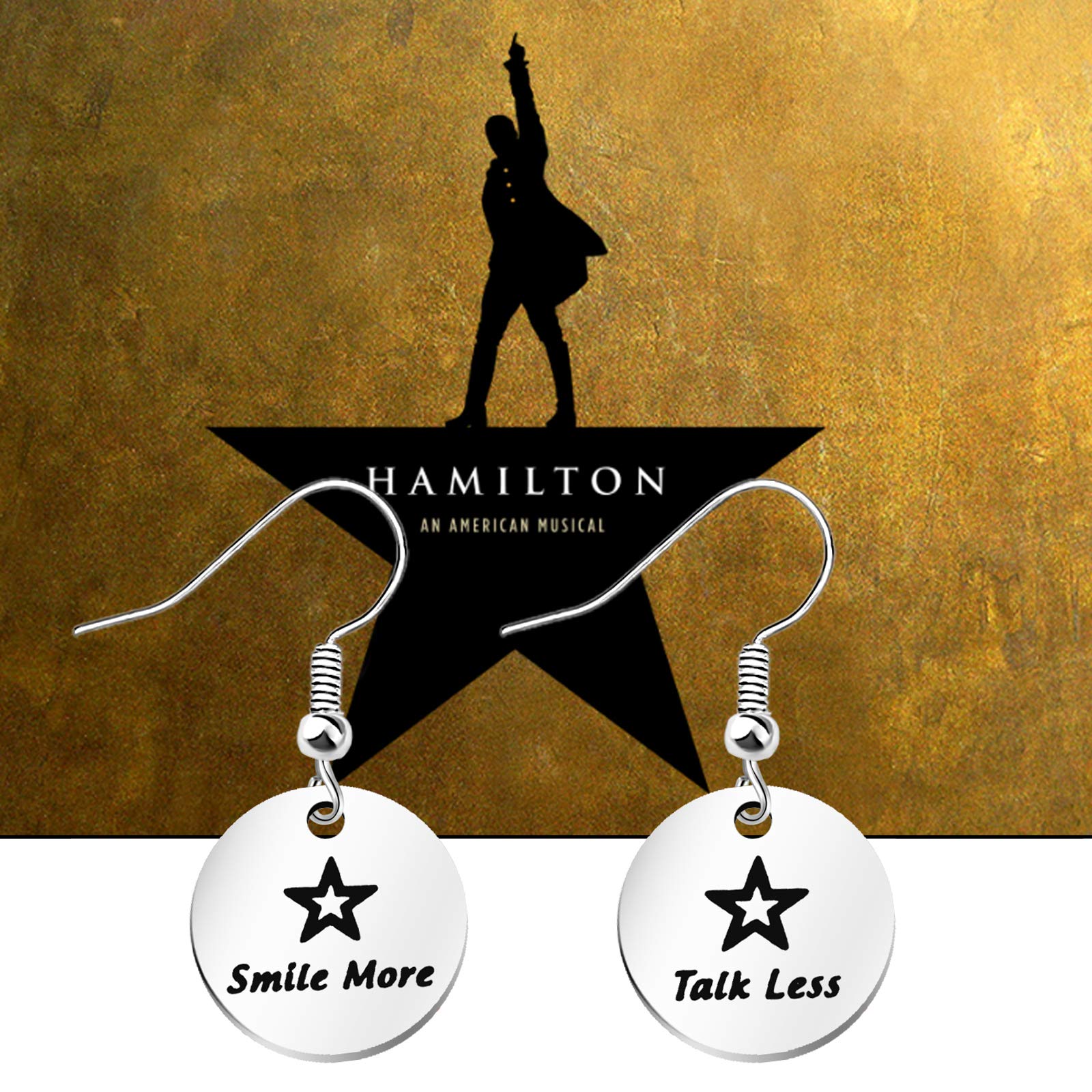 ENSIANTH Hamilton Broadway Musical Inspired Gift Talk Less Smile More Earring Theater Jewelry Gift for Her (Talk Less Earrings)