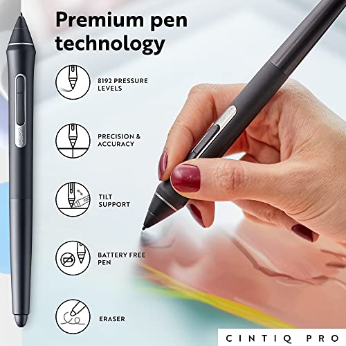 Wacom Cintiq Pro 24 Creative Pen and Touch Display β 4K graphic drawing monitor with 8192 pen pressure and 99% Adobe RGB (DTH2420K0), Black