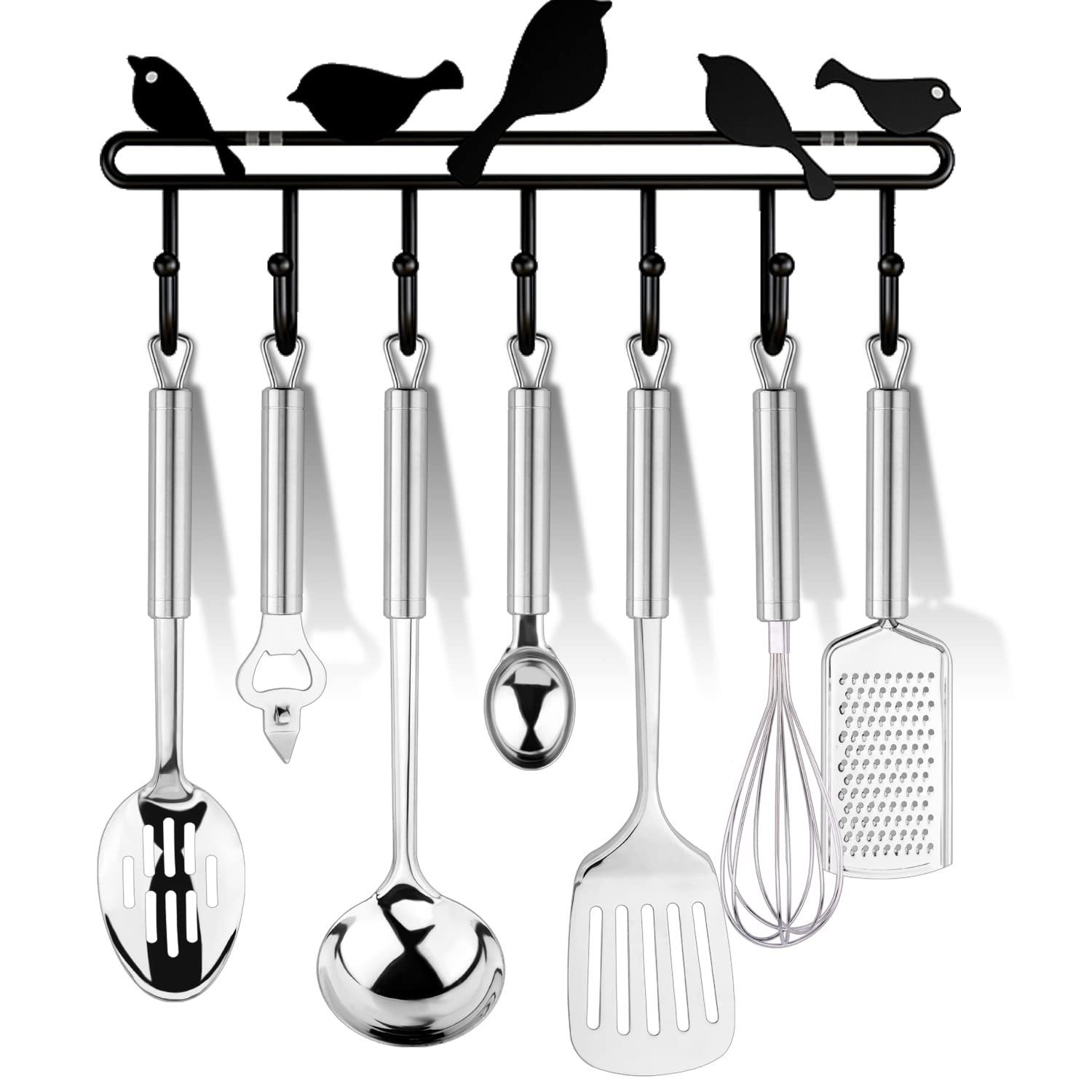 Everbirght 35 Pcs Kitchen Utensils Set, Stainless Steel Cooking Utensils Set with Tongs, Spatula, Spoon Brush Non-Stick & Heat Resistant, Dishwasher Safe, Easy to Clean