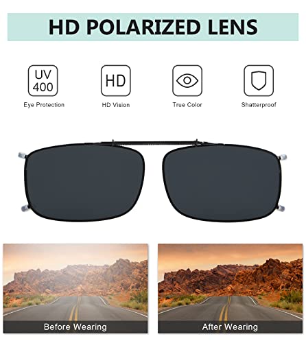 Eyekepper 3-pack Polarized Clip on Sunglasses With Spring Draw Bar Grey/Brown/G15 Lens 54 * 34MM