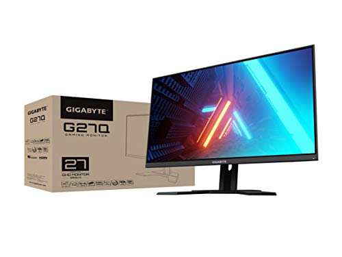 GIGABYTE G27Q 27" 144Hz 1440P Gaming Monitor, 2560 x 1440 IPS Display, 1ms Response Time, 92% DCI-P3, VESA HDR400, FreeSync Premium, DisplayPort 1.2, 2x HDMI 2.0, 2x USB 3.0, Black