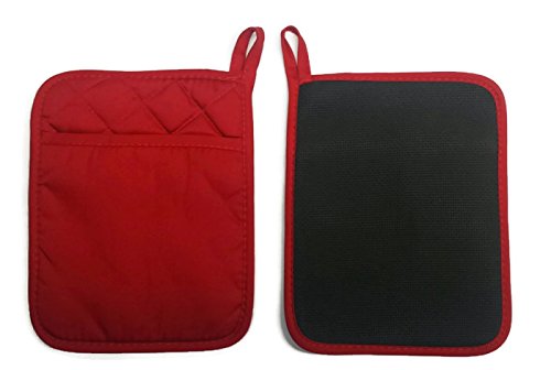 Home Collection Set of 2 Red And 2 Black Neoprene Pot Holders