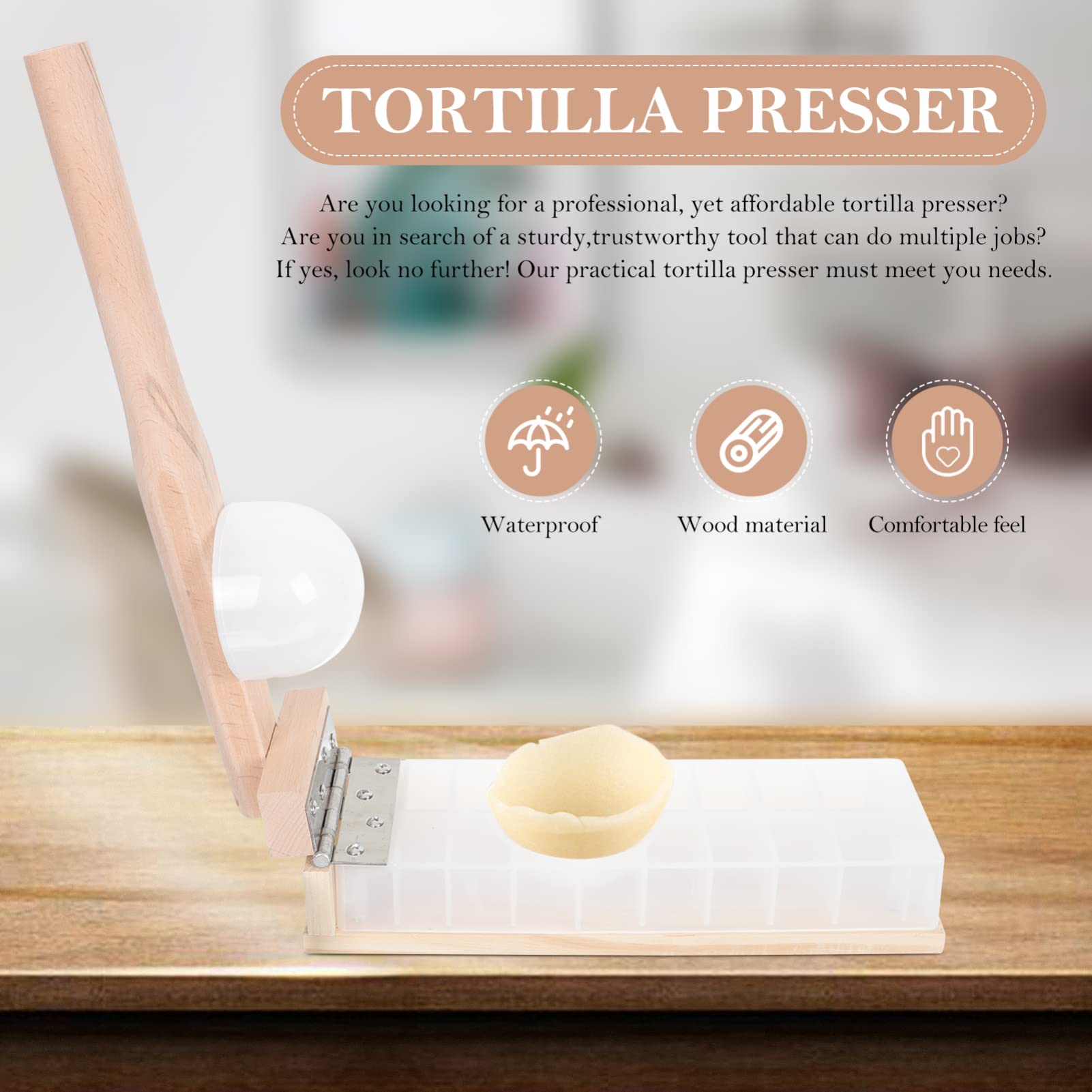 GANAZONO Wooden Tortilla Press Dumpling Skin Maker Rotis Press Dough Presser Pastry Press Maker Baking Tool for The Qingming Festival Home Kitchen Tool (36x10cm)