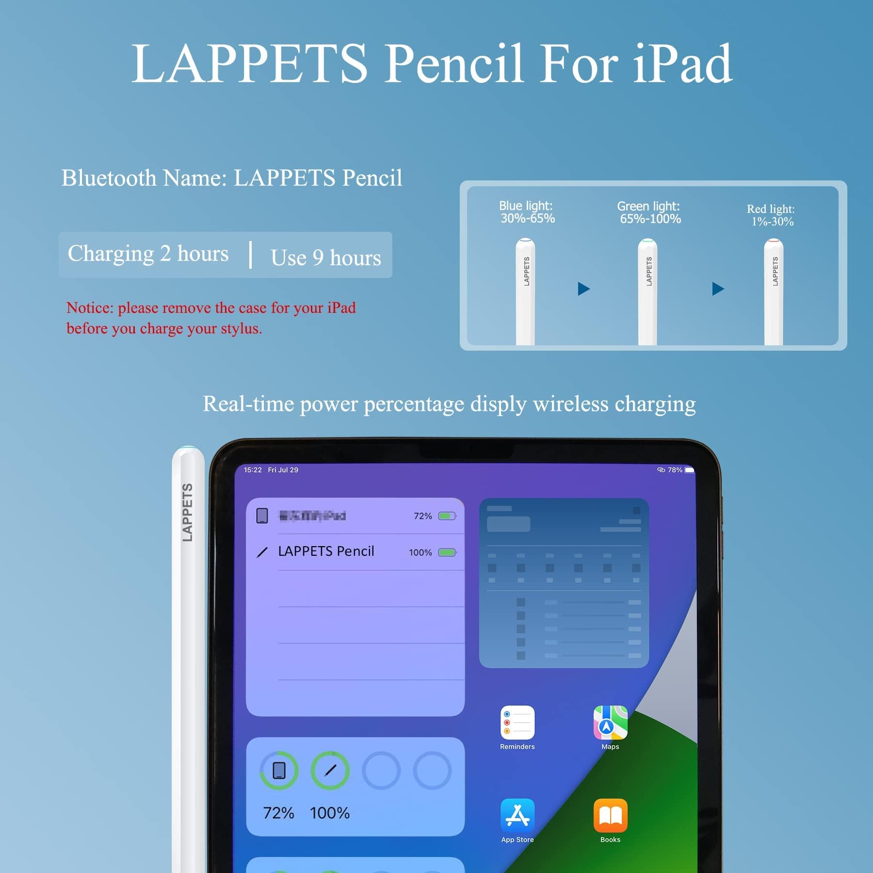 Magnetic Wireless Charging Stylus Pen Compatible with 2018-2023 Apple iPad Pro (11/12.9 Inch), iPad Air 4th/5th Gen,iPad Mini 6th Gen, iPad Pencil 2nd Generation with Palm Rejection (White 1)