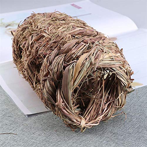 Small Animals Hideout House Grass Hideaway Tunnel Chew Toys Activity Center Nest Hut for Hamsters Guinea-Pig Gerbils Chinchillas (2 Pack Hideout Tunnel 7.5"×3.7")