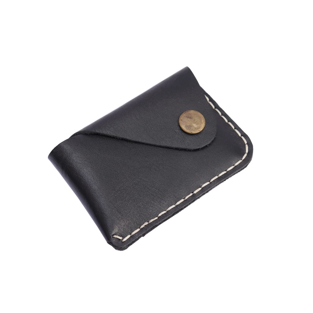 Handmade Minimalist Genuine Leather Card Case Wallet Small Card Holder in Front Pocket