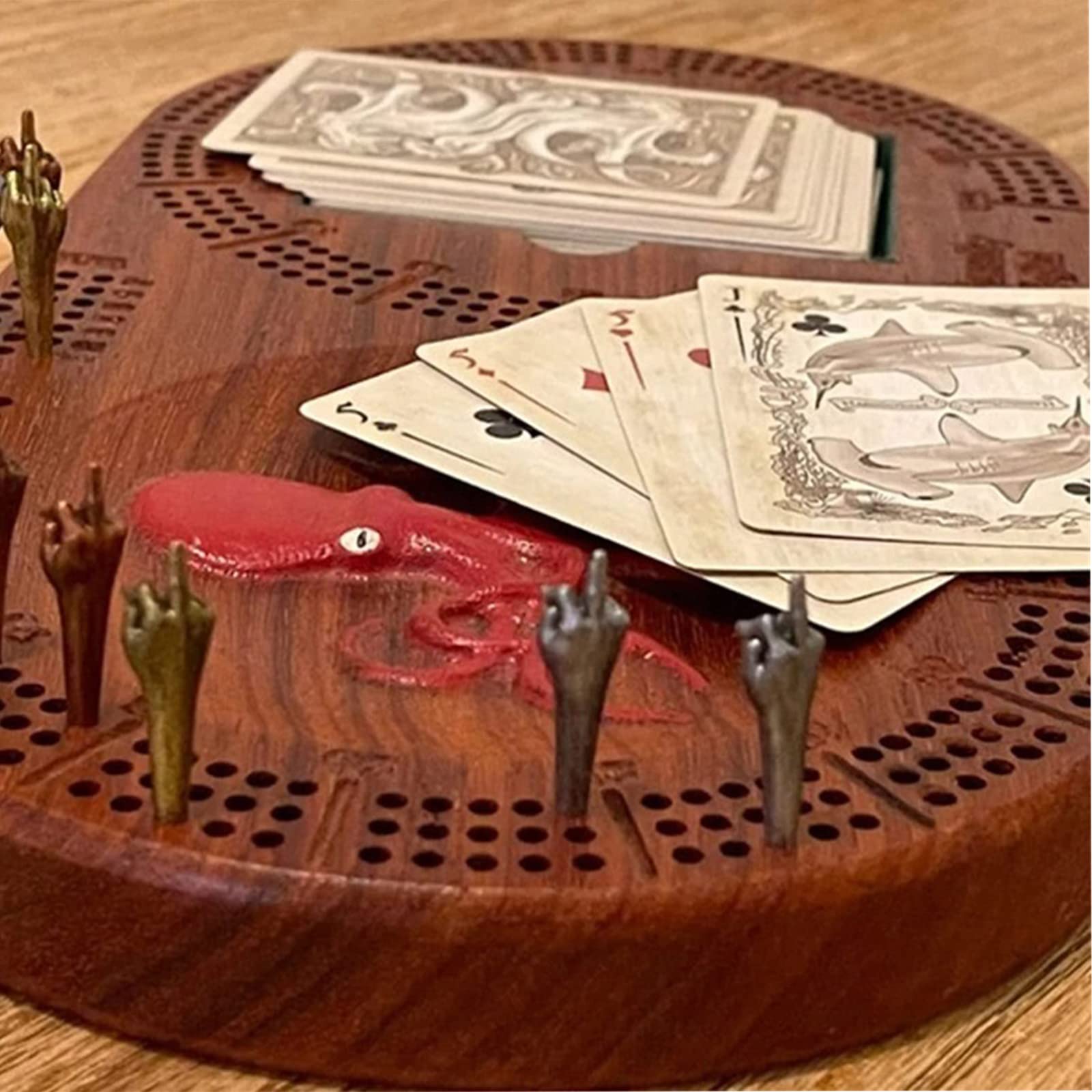 Funny Cribbage Board Pegs Middle Finger,9 Pieces Resin Crib Nails Crib Board Nails for 1/8 Hole Toy Game Accessories with Drawstring Storage Bag for Crib Traditional Board Games.