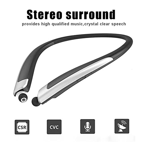 Wireless Earbud Clear Calls Handsfree Wireless Sports Neckband Earbud for Fitness Black