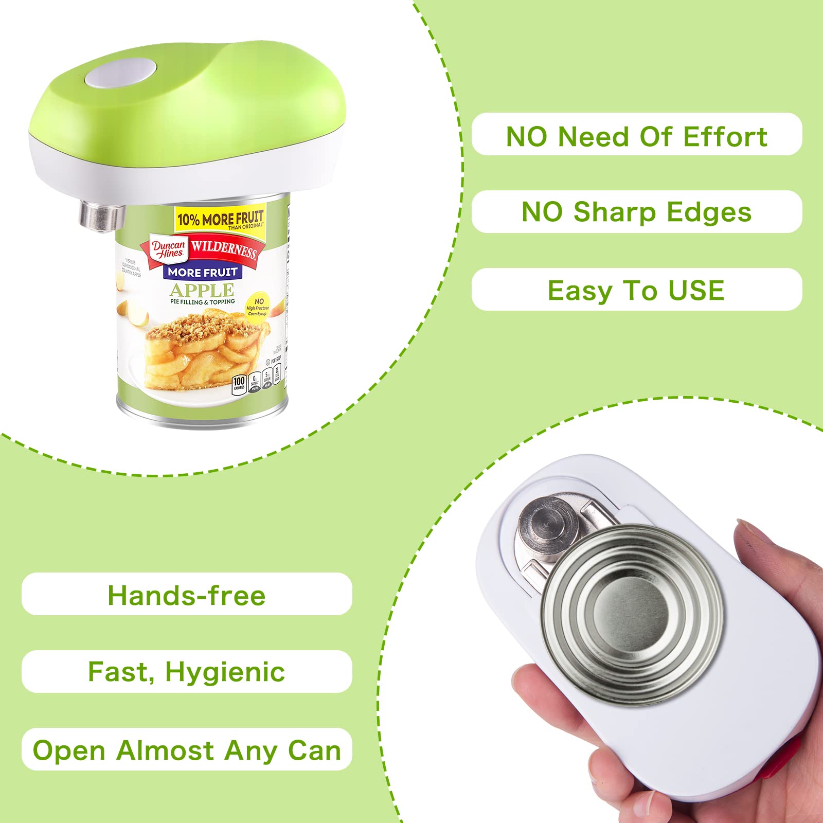 Electric Can Opener - Vcwtty One Touch Switch No Sharp Edge Automatic Electric Can Opener for Any Size, Kitchen Gifts for Arthritis and Seniors (Mini Lemon)