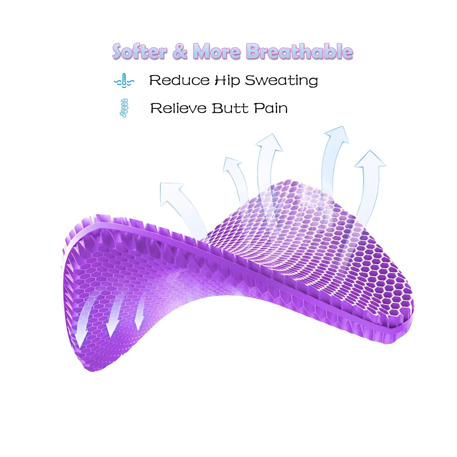 Found Notice Gel Seat Cushion - Cooling, Breathable, and Pressure-Relieving Long Sitting for Office Chair, Home, Car, and Wheelchair Use,Experience Ultimate
