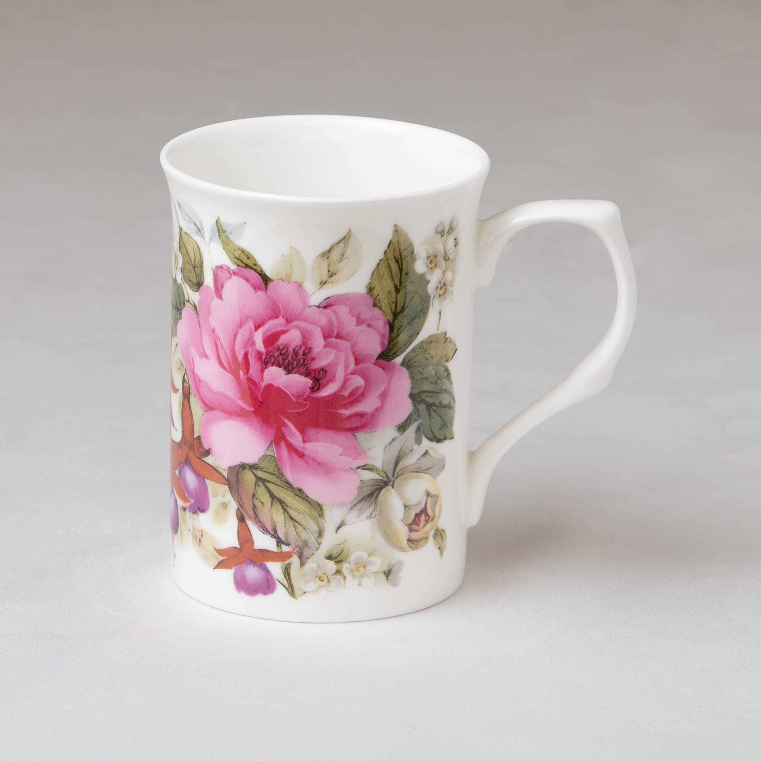 Grace Teaware Bone China Coffee Tea Mugs 9-Ounce, Assorted Set of 4 (Classic Floral)