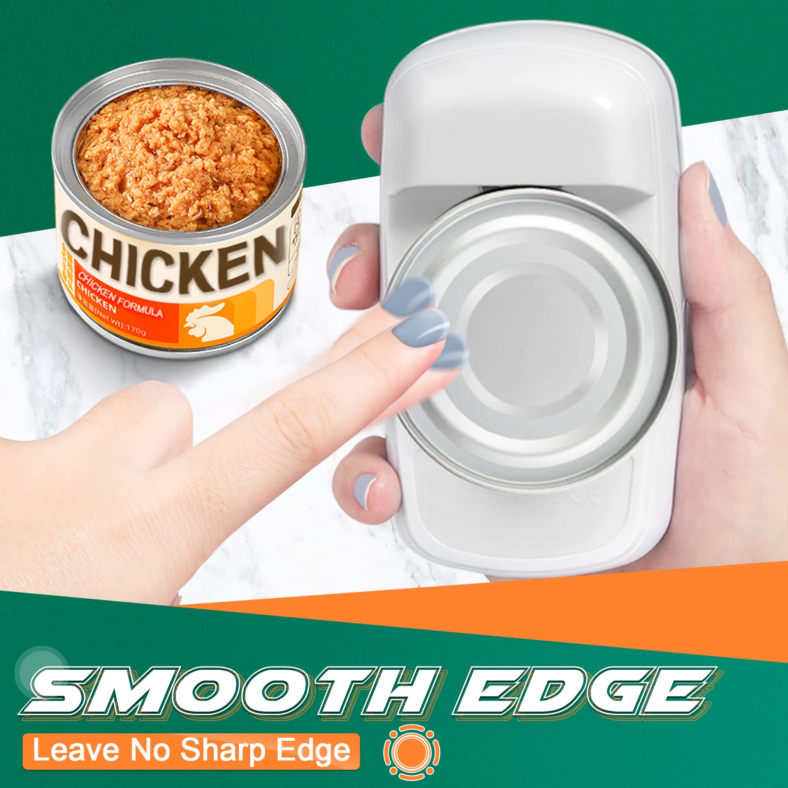 Electric Can Opener, One Touch Hand Free Can Openers, No Sharp Edge, Food-Safe, Automatic Handheld Can Openers for Kitchen Arthritis and Seniors, Kitchen Gadget & Gift for Almost Size Can