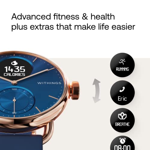 Withings ScanWatch - Hybrid Smartwatch & Activity Tracker with Connected GPS, Heart Rate Monitor, Sleep Monitor, Smart Notifications, Water Resistant with 30-Day Battery Life, Android & iOS