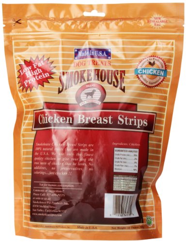 Smokehouse 100-Percent Natural Chicken Breast Strips Dog Treats, 16-Ounce