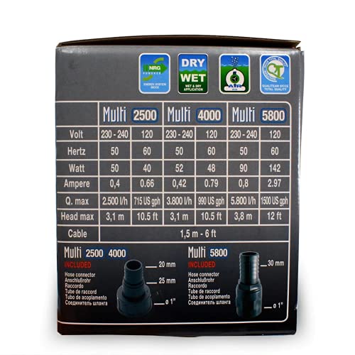 SICCE MULTI 2500 Multifunction Aquarium Pump, 715 GPH, designed for submerged and in-line use