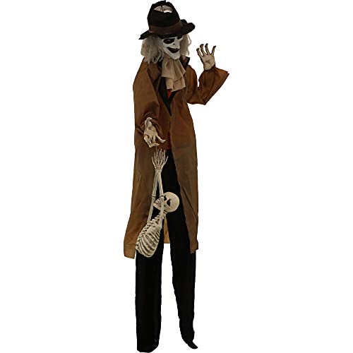 Haunted Hill Farm 5.25 ft. Life-Size Standing Grave Keeper with Red LED Eyes, Haunting Sound Effects, Lightweight and Battery-Operated