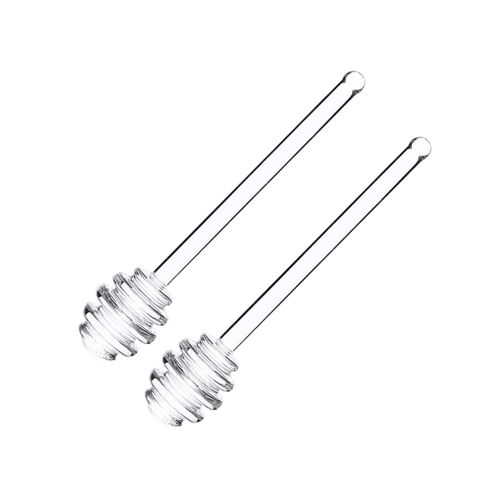GSHLLO 2 Pcs Glass Honey Dippers Honey Stirring Sticks Mini Honeycomb Sticks Jam Syrup Stirring Wands Small Honey Stirrers Honey Drizzler Sticks Honey Jar Favors Honey Servers for Tea