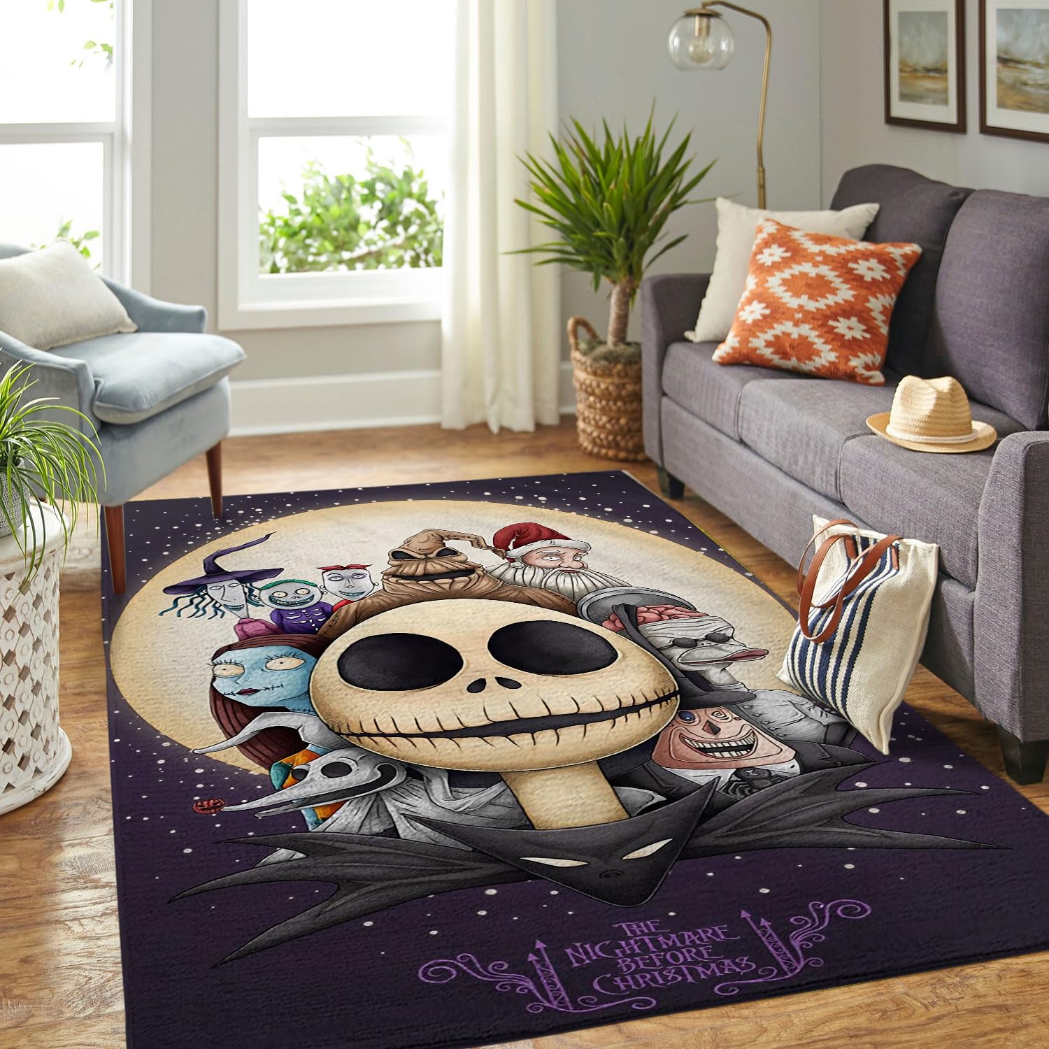 Nightmare Before Christmas Jack Skellington Area Rug β Perfect Christmas Decorations for Halloween! Horror Christmas Nursery Rug, Washable Rugs for Living Room, Bedroom Rug 1 (3x5ft)