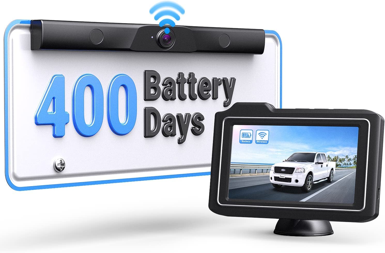 eRapta Battery Wireless Backup Camera ADC5, Stable Signal 5'' HD Monitor, IP69K Rear View Camera for Trucks Car RV etc