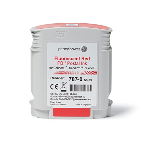 Pitney Bowes 787-0 Standard Ink Cartridge for SendPro P/Connect+ Series Mailing Systems, Red Ink, 56 ml