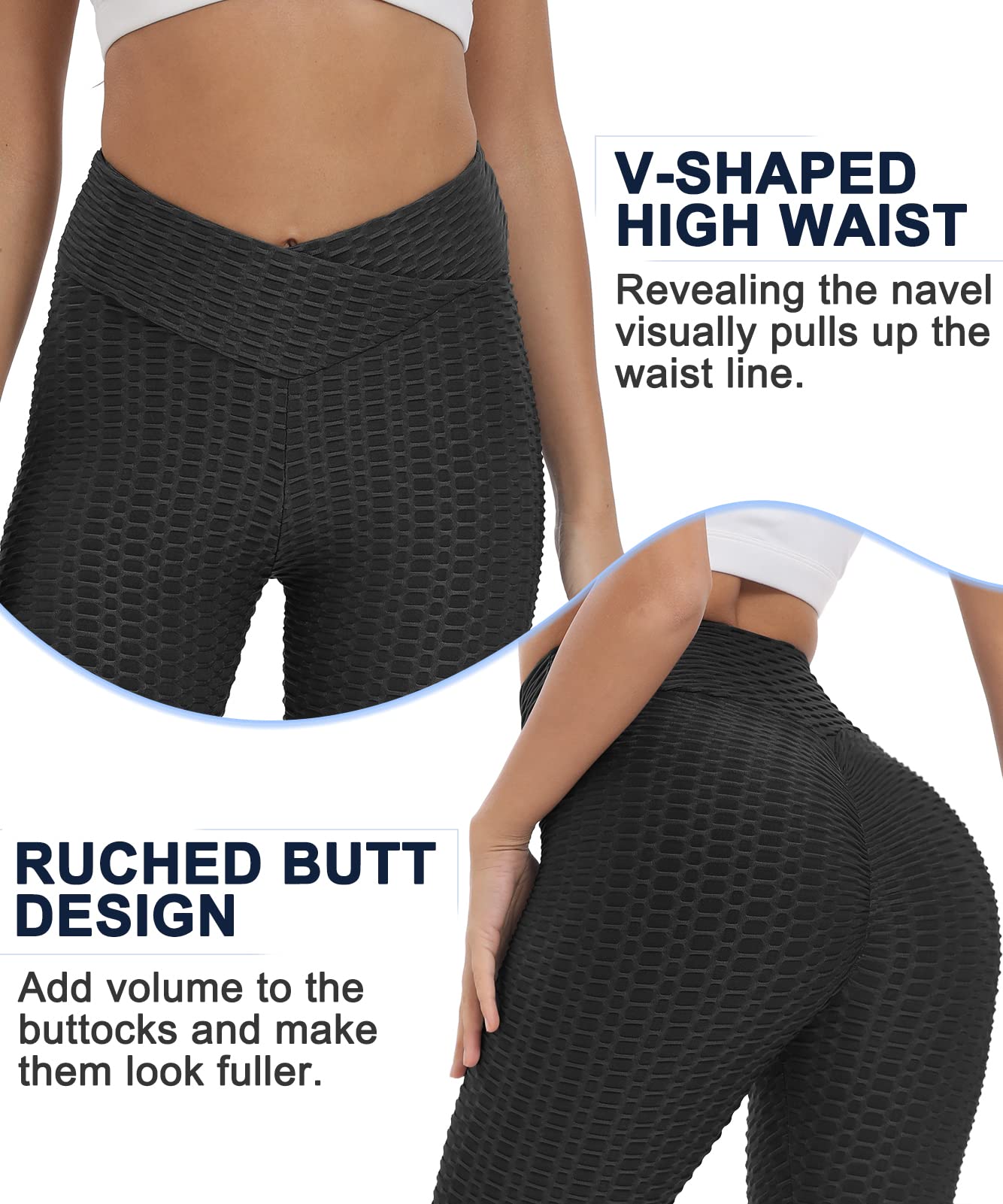 FIGKICKSEN High Waisted Flare Pants for Women Crossover Honeycomb Bootcut Yoga Pants Bootleg Wide Leg Leggings Black
