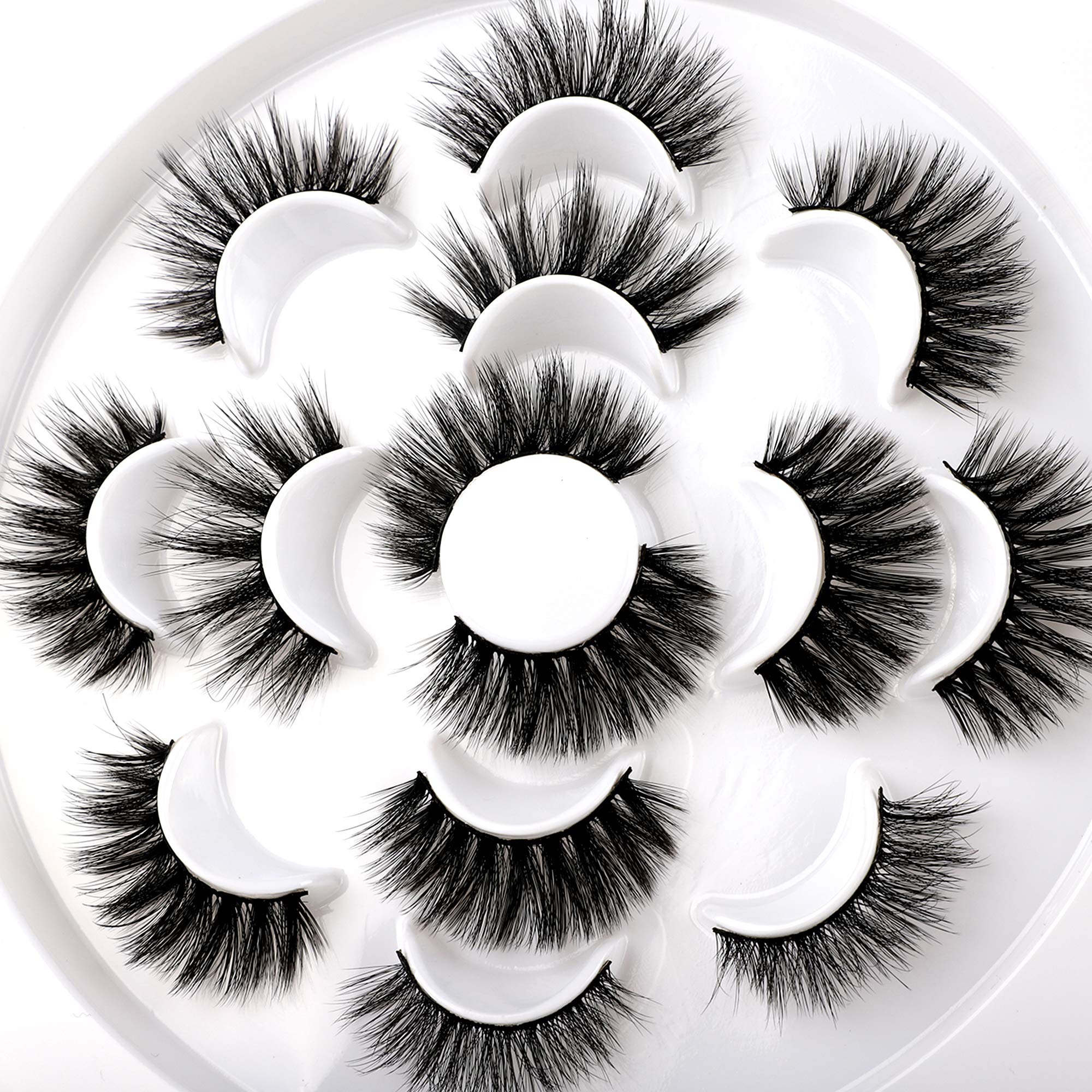FANXITON Eyelashes Wispy Fluffy Faux Mink Lashes Fluffy 3D Effect Fake Lashes Volume Lashes 7 Different Styles False Eyelashes With Glue 7 Pairs Pack