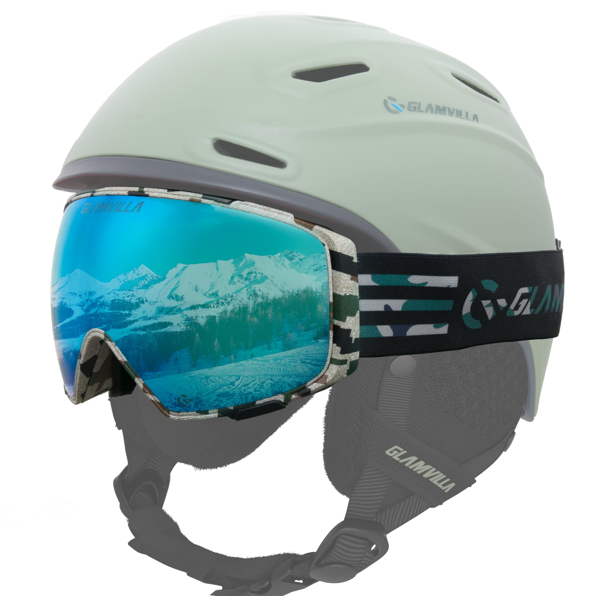 GLAMVILLA Ski Goggles Snow Goggles Snowboard Goggles for Women Man with 100% UV Protection (A1-Black vlt12.6%)