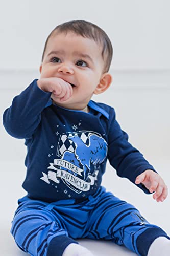 Harry Potter Slytherin Ravenclaw Hufflepuff Infant Baby Boys 4 Pack Bodysuits Blue/Gray/Red/Yellow 12 Months