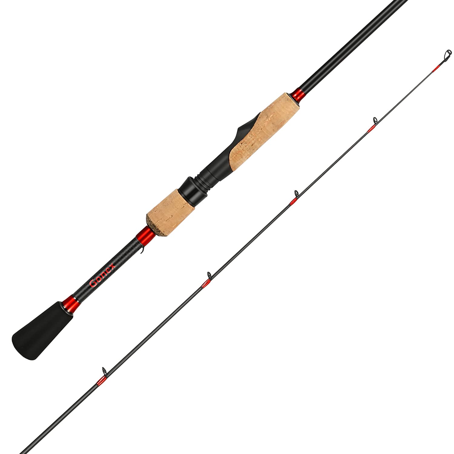 Gonex Fishing Rods Spinning Rod 24-Ton Carbon Collapsible Casting Rod with Two-Piece Split Design Fast 6'6" MH