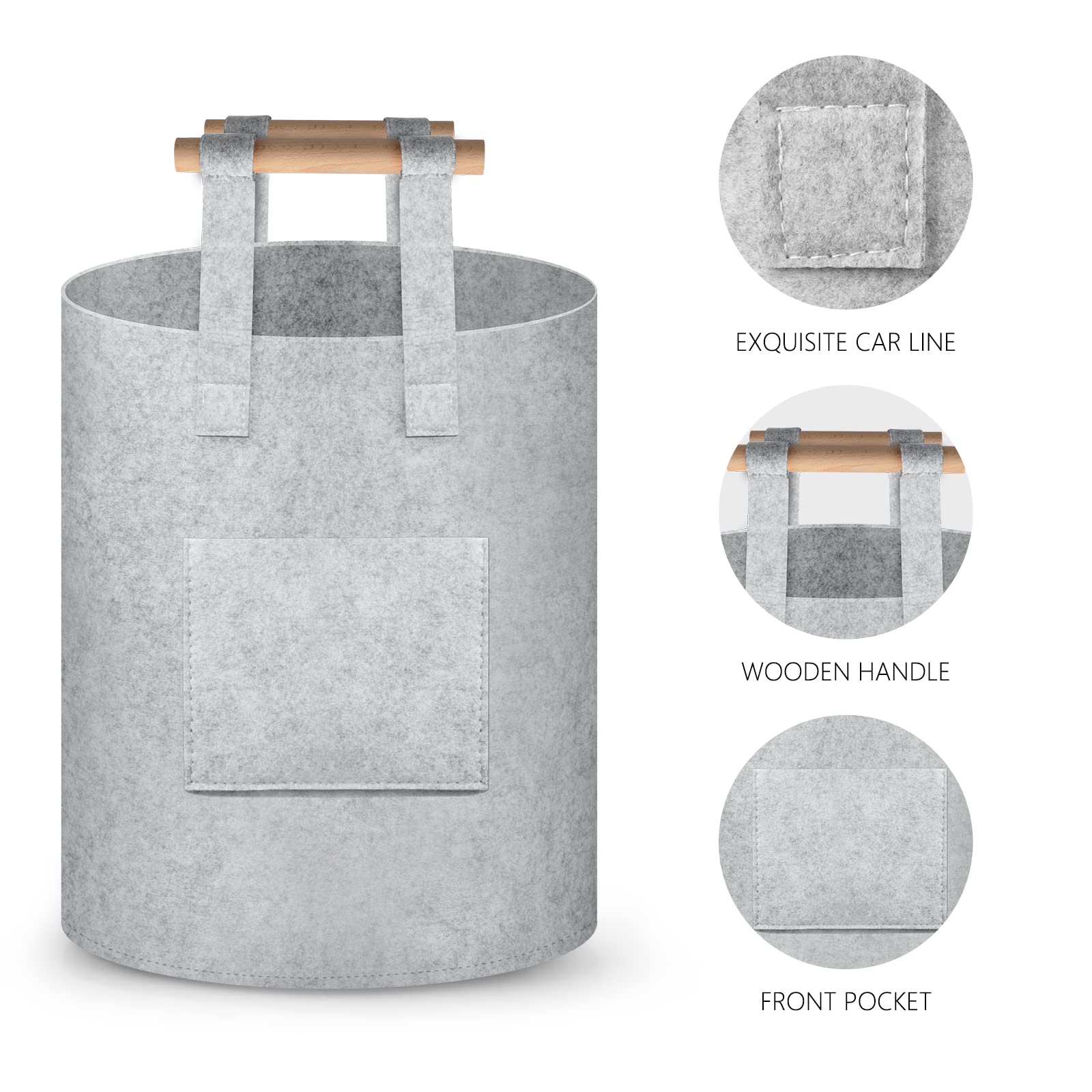 MAHAN Felt Laundry Basket, Large Capacity Dirty Laundry Hamper with Handles, Silver Gray Toys Storage Organizer Kids Laundry Hamper, Suitable for Children's Room/Bedroom/Laundry Room