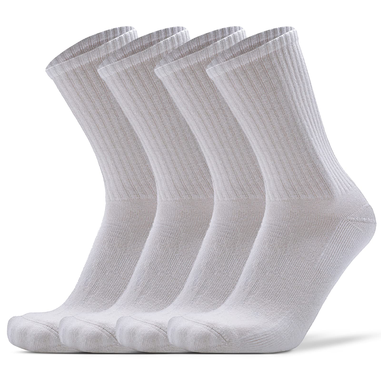 KitNSox 4 Pack Men's Women's Merino Wool Hiking Running Socks Crew Warm Thick Cushioned Outdoor Walking Sport Athletic Sock, Large, White