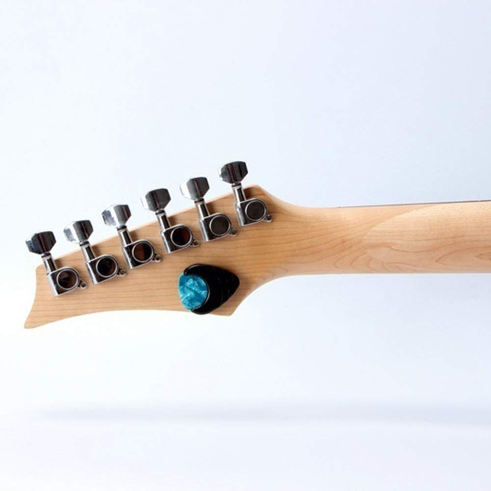 Guitar Picks & Guitar Pick Holder Easy to Paste on the Guitar Suitable for Acoustic Guitar Electric Guitar Bass Ukulele - Stick-on Holder + 10 Guitar Picks(Black Holder)