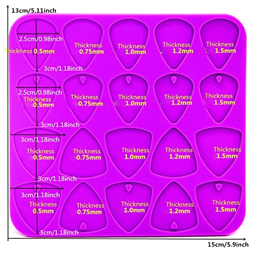 Guitar Picks Epoxy Resin Molds Handmade Silicone Guitar Plectrums Resin Casting Mold Jewelry Making Molds for DIY Guitar Thumb Finger Picks Keychain Pendant