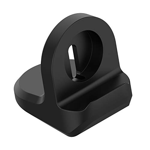 Silicone Stand for Samsung Galaxy Watch 4/Galaxy Watch 4 Classic/Galaxy Watch 3/Galaxy Active 2/Galaxy Watch Active, Non-Slip Charger Bracket Accessories Holder with Cable Management Slot- Black