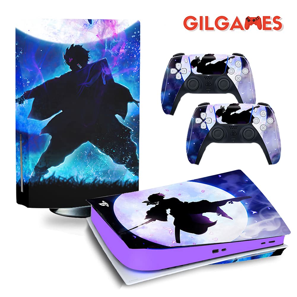 GilGames Decals Skin for Playstation 5, Vinyl Protector Wrap Full Set Faceplate Protective Cover Stickers Kit Console and Controller (Disk Edition)