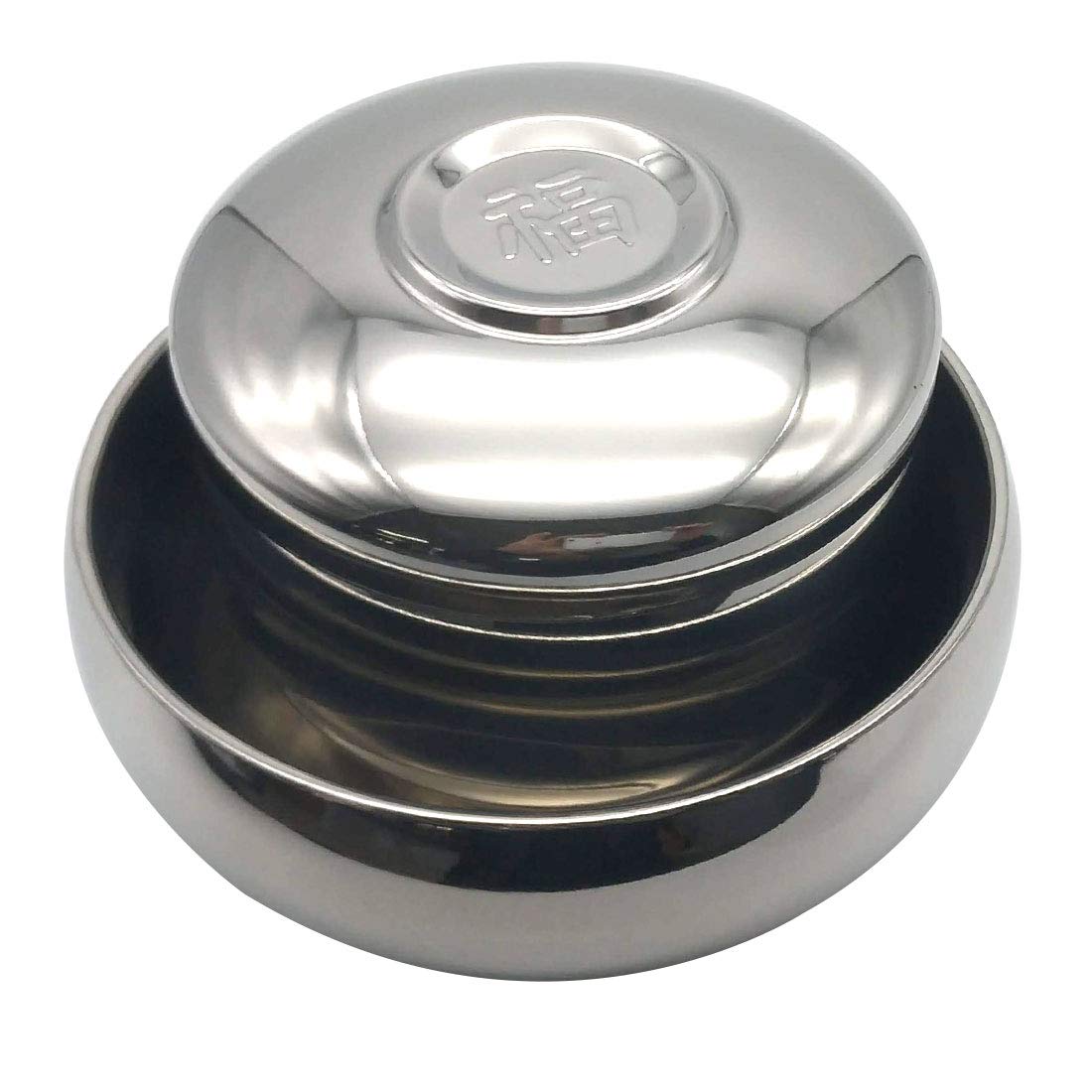 GARASANI Kitchen Tableware Stainless Steel Round Korean Traditional Rice Bowl With Lid Soup Bowl Set Vacuum Insulated Double Wall Metal Dinnerware