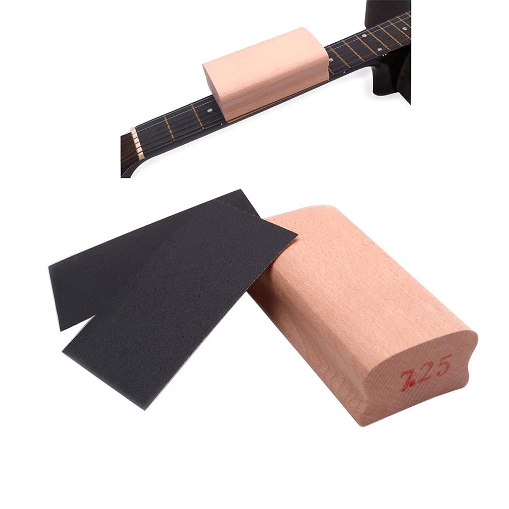 Guitar Radius Sanding Block, Wooden Polished Sanding Block For Guitar Bass Fret Leveling Fingerboard Guitar Luthier Tools 10 Polishing block + Sandpaper
