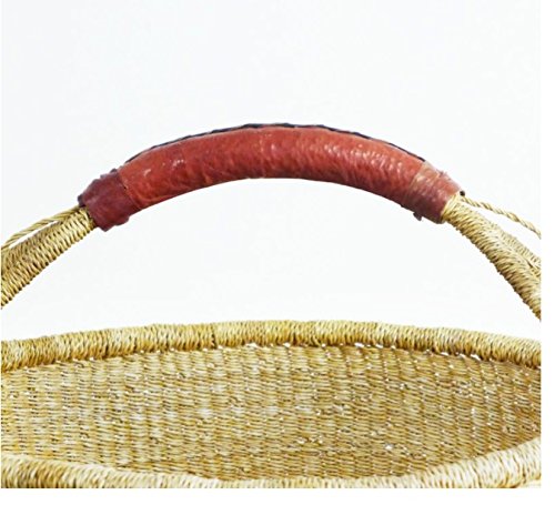 Hands Craft Fair Trade Ghana Bolga African Dye-Free Market Basket Natural Baskets (11"-13" Medium)