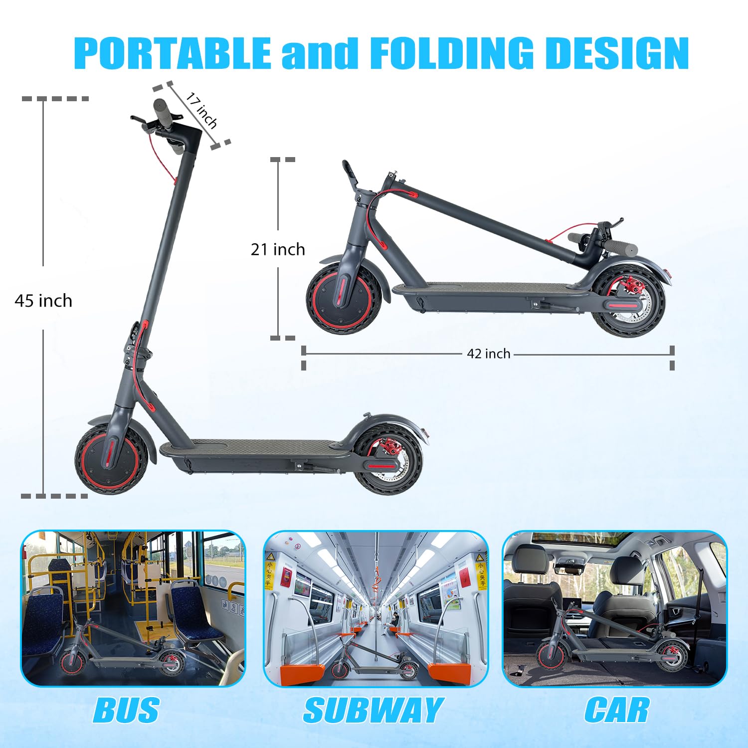 Evdekoru Electric Scooter for Adult, 350W Motor Portable Folding Commuting Scooter for Adults, Up to 19 Mph & 19-21 Miles Long-Range, 8.5''Tires, Double Braking, LED Display E Scooter with App Control
